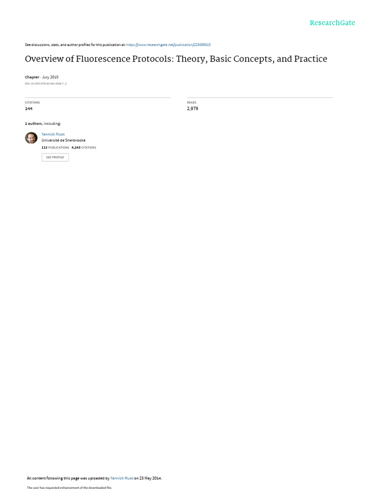 Overview of Fluorescence Protocols: Theory, Basic Concepts, and ...
