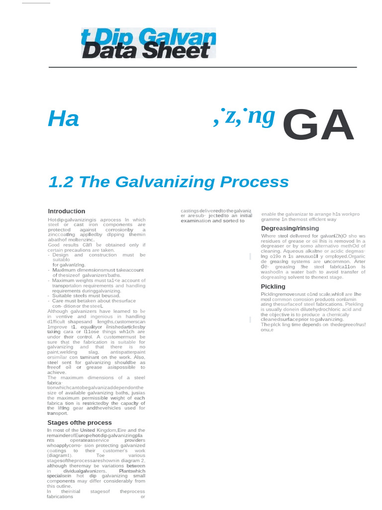 Hot Dip Galvanizing Process Explained | PDF | Chemical Compounds ...