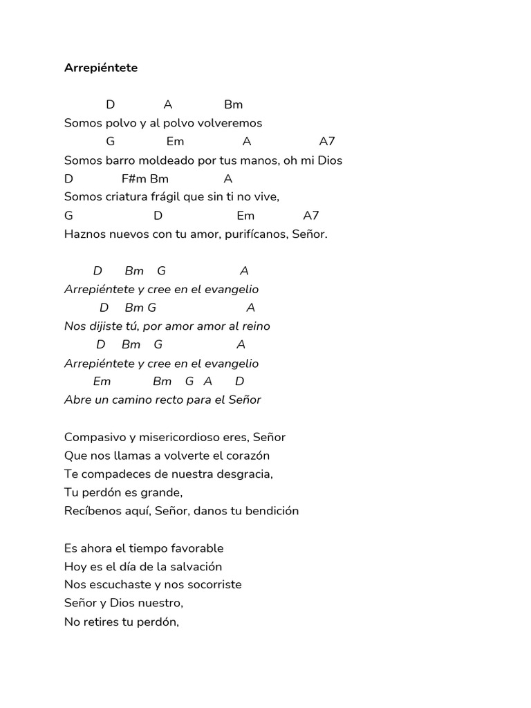 Letras de "Arrepiéntete" | PDF