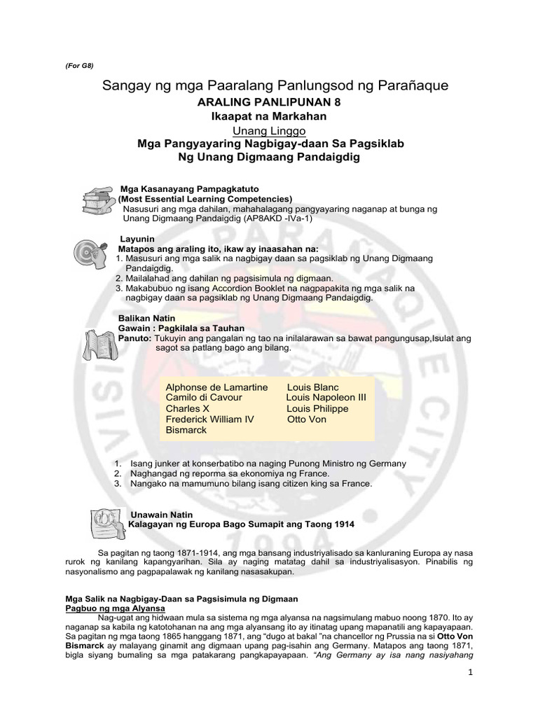 AP Grade8 Quarter4 Module Week1 | PDF