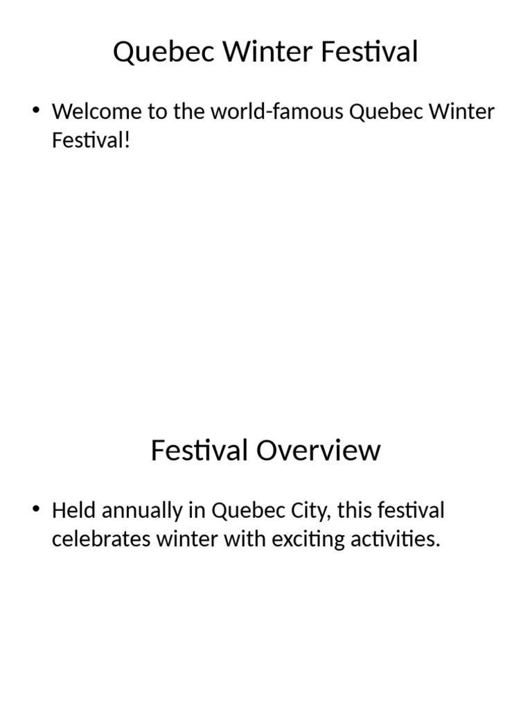 Quebec Winter Festival Presentation | PDF