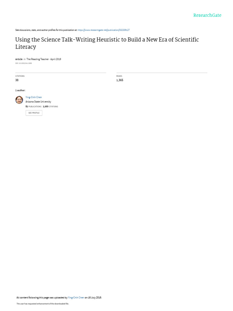 Science Talk-Writing Heuristic for Literacy | PDF | Knowledge | Science
