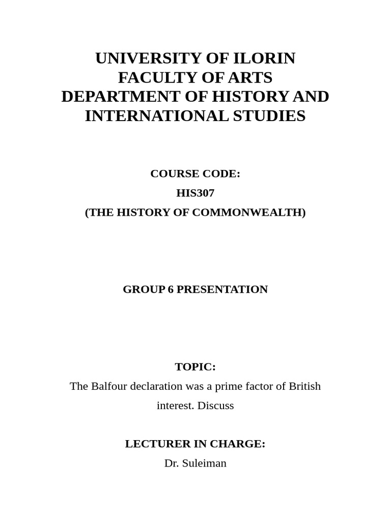 HIS307 Balfour Declaration 2-1 | PDF | Mandatory Palestine | Zionism