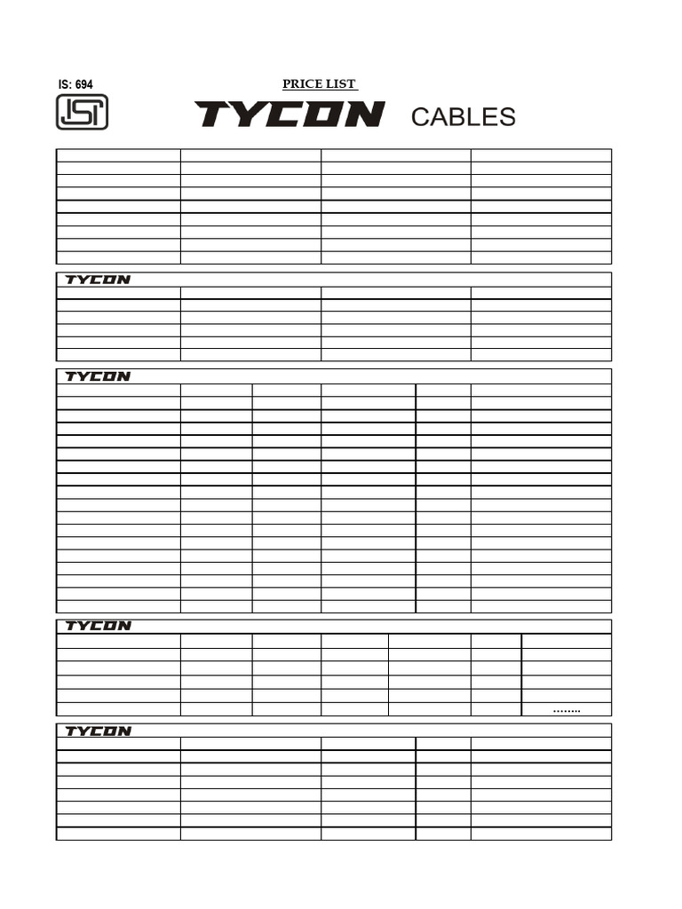 Tycon Price List - 08.02.2025 | PDF | Wire | Electrical Wiring