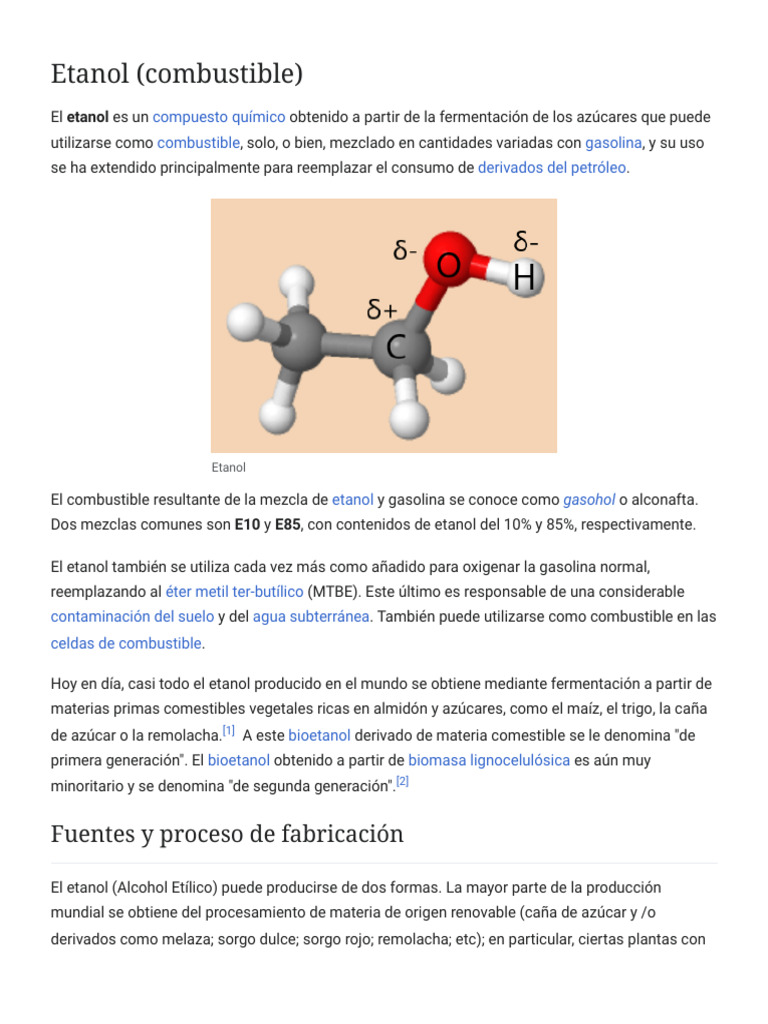 Etanol (combustible) - Wikipedia, la enciclopedia libre | PDF ...