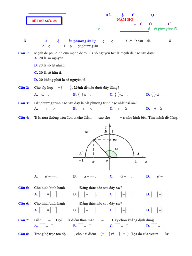 Đề số 08_KT HK 1_Đề bài_Toán 10_KNTT | PDF