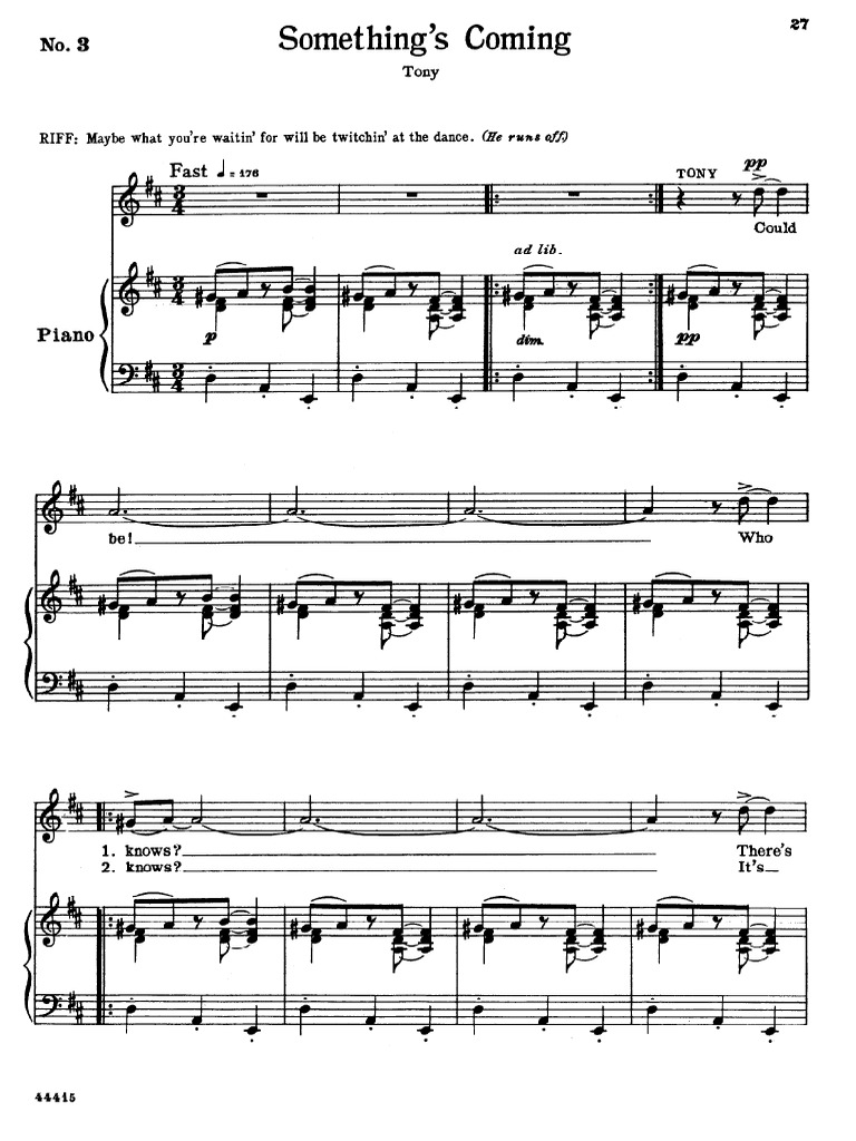 Somethings Coming Sheet Music Pdf 3268