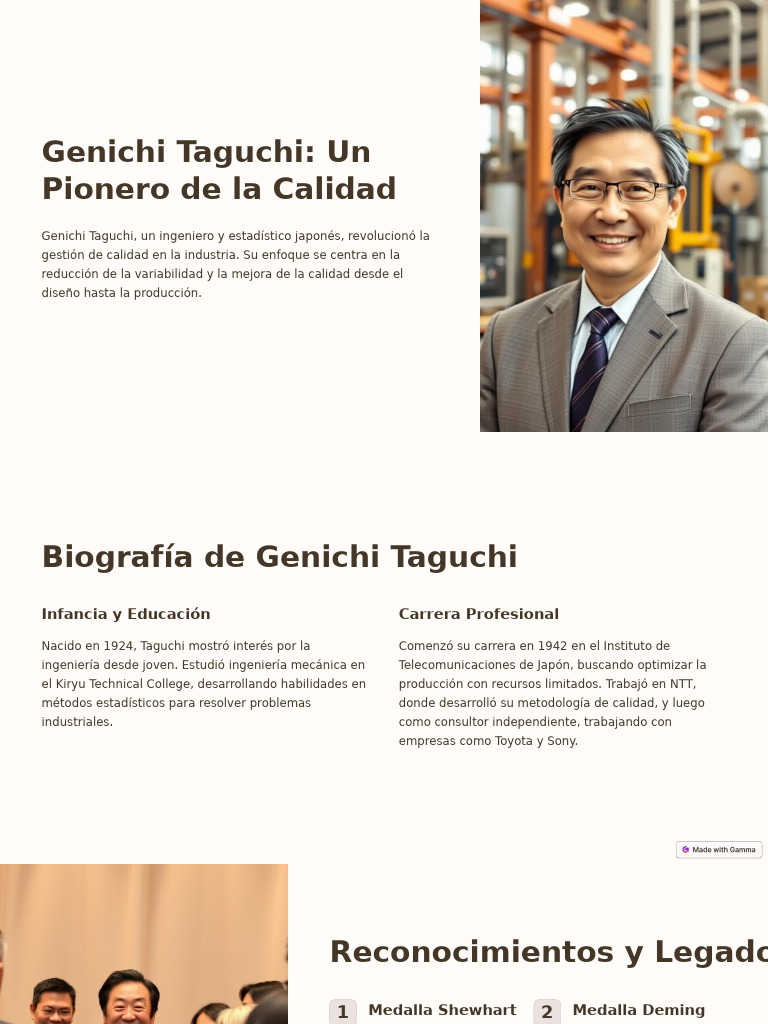 Genichi Taguchi Calidad | PDF | Calidad (comercial) | Diseño