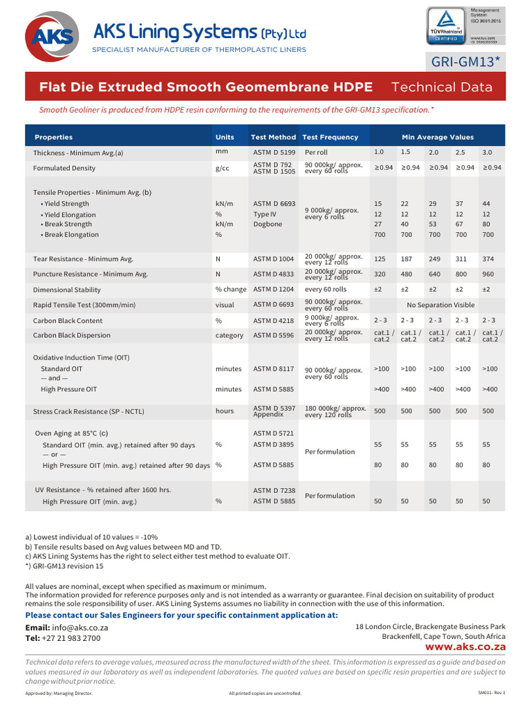 Extruded Smooth Geomembrane | PDF | Building Engineering | Mechanical Engineering