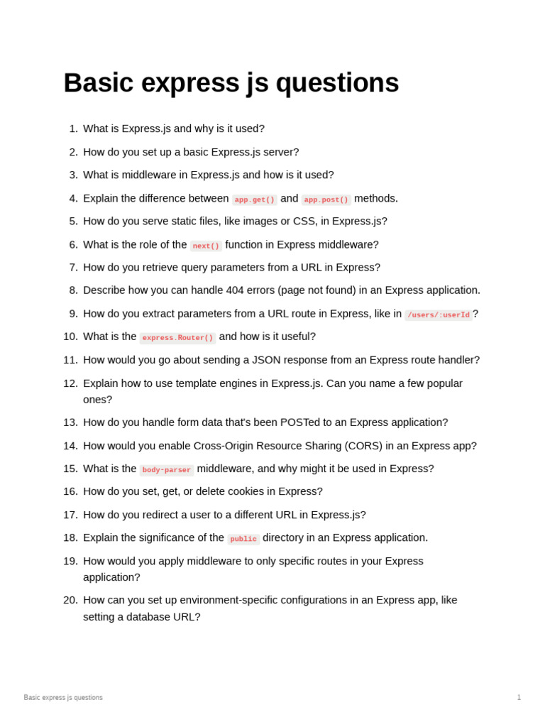 Basic Express Js Questions | PDF