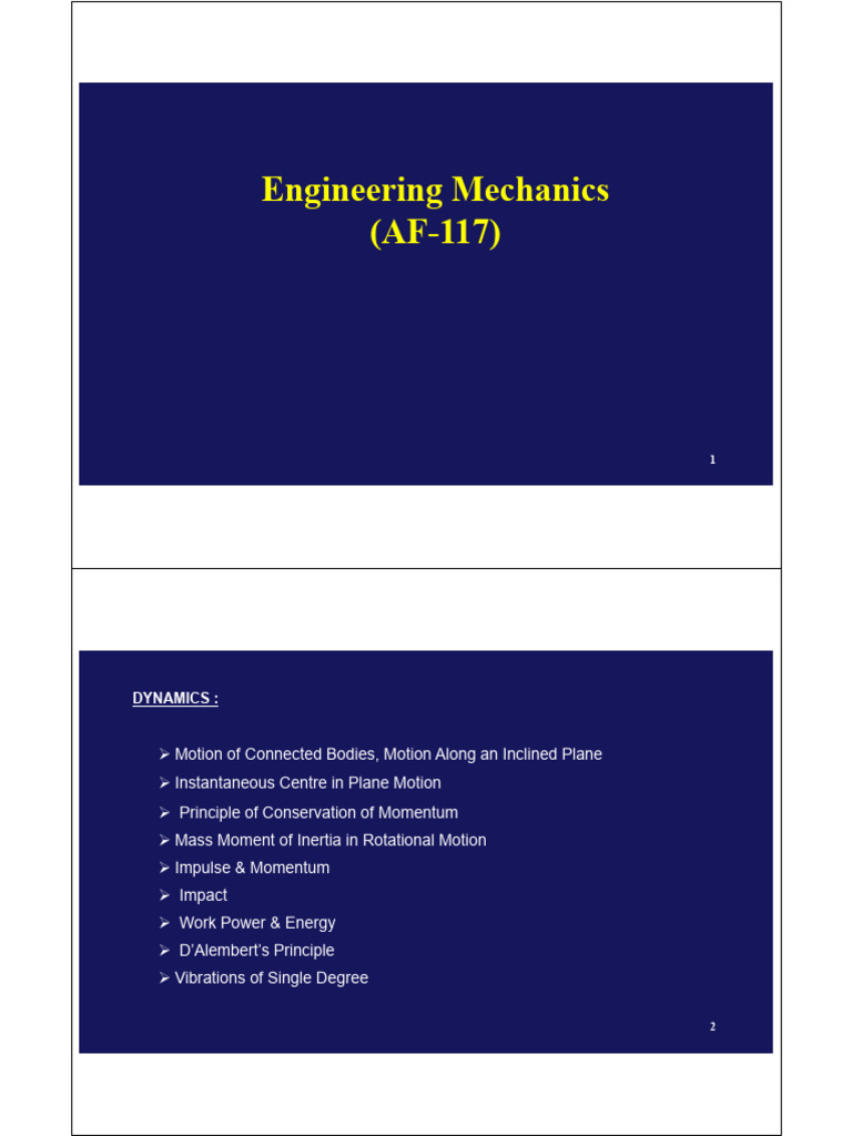 1.introduction To Dynamic | PDF | Force | Classical Mechanics