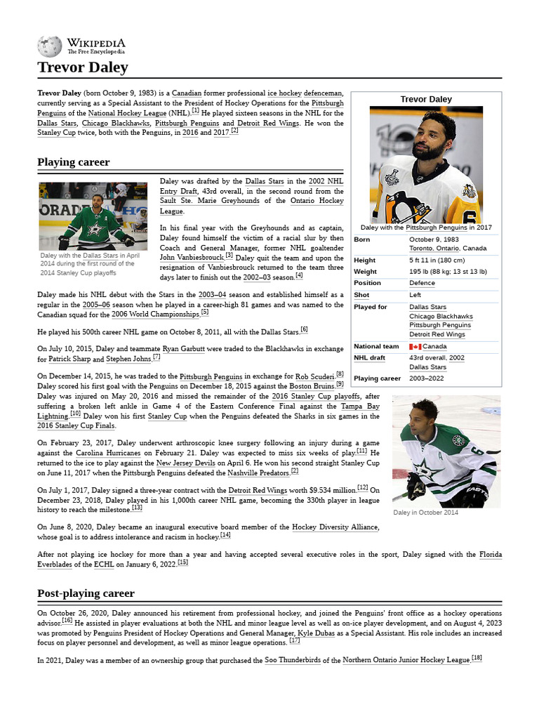 Trevor_Daley | PDF | Sports | National Hockey League Teams