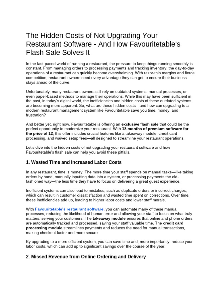 The Hidden Costs of Not Upgrading Your Restaurant Software - and How ...