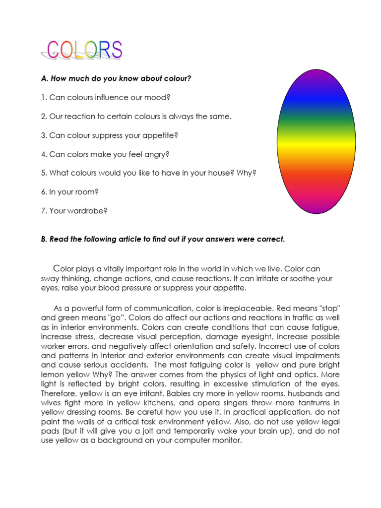 COLORS | PDF | Color | Visual Perception
