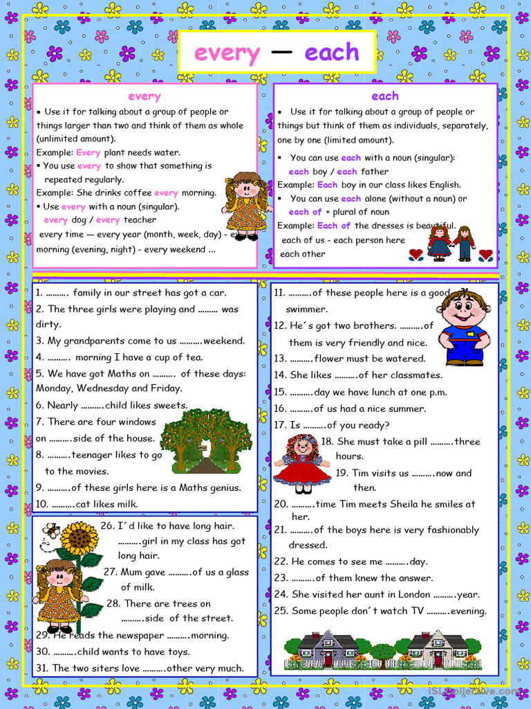 Every - Each | PDF | Grammar | Linguistics