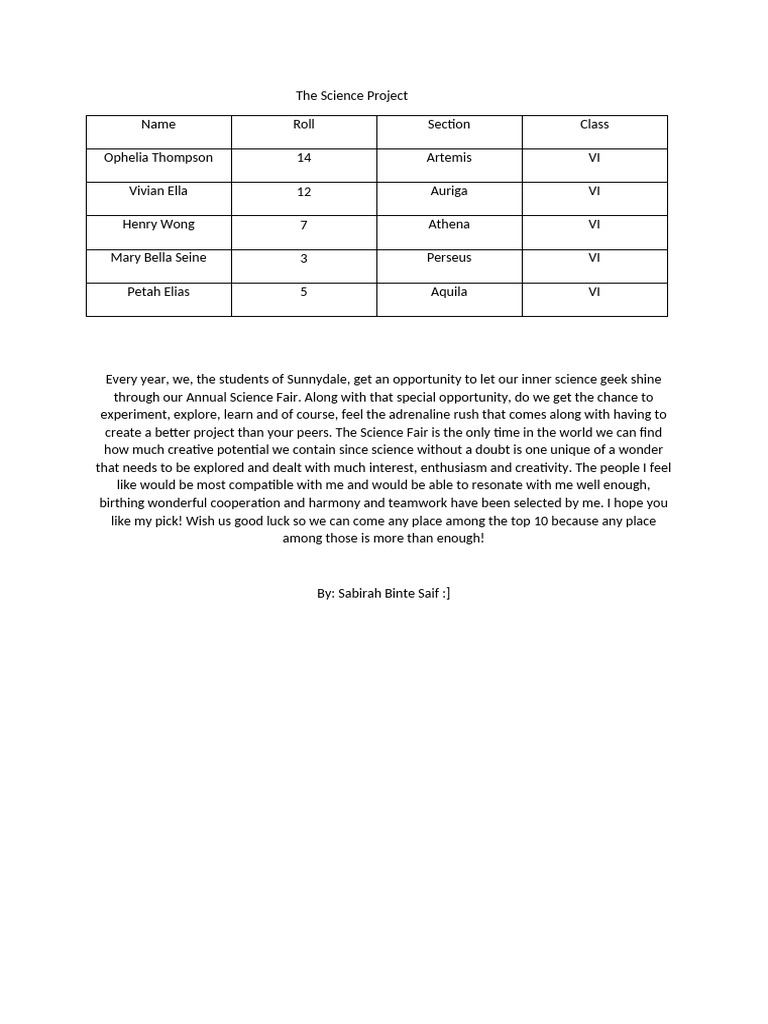 The Science Project | PDF