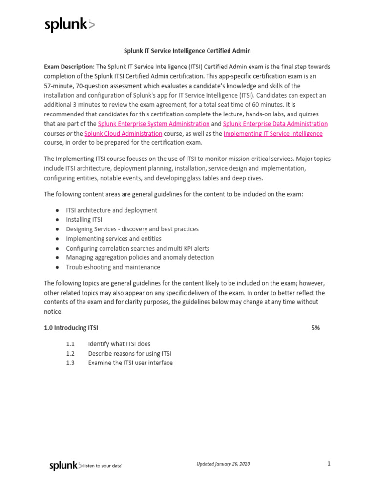 Splunk ITSI Admin Exam Guide | PDF | Information Technology | Computing