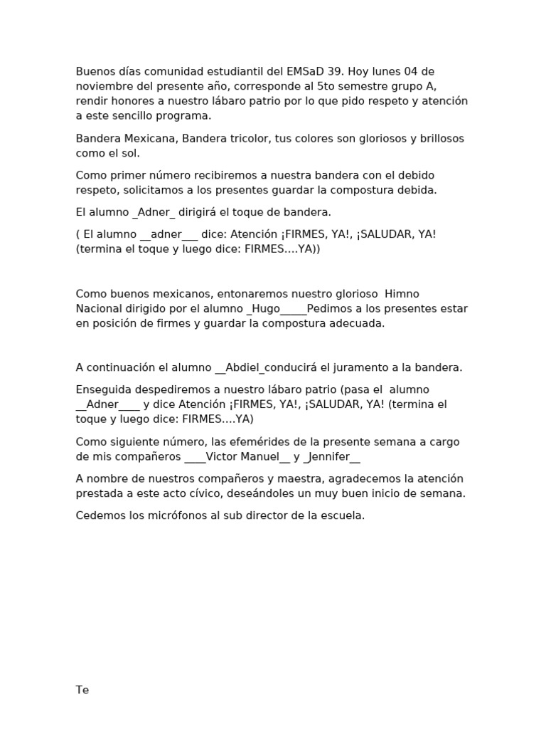 Programa de Los Honores A La Bandera-1 | PDF