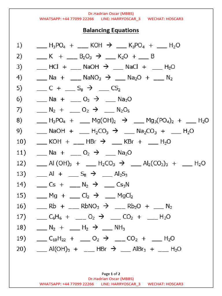 Balancing Equations 2 | PDF