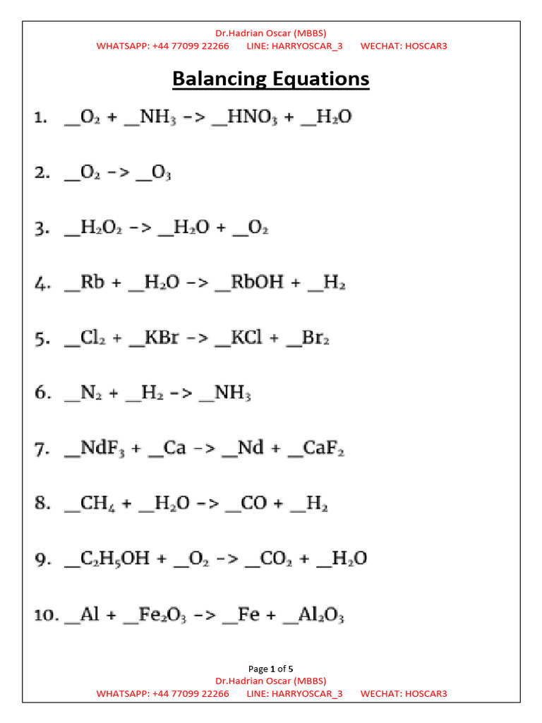Balancing Equations 1 | PDF