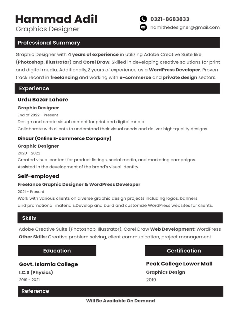 Hammad Designer CV | PDF