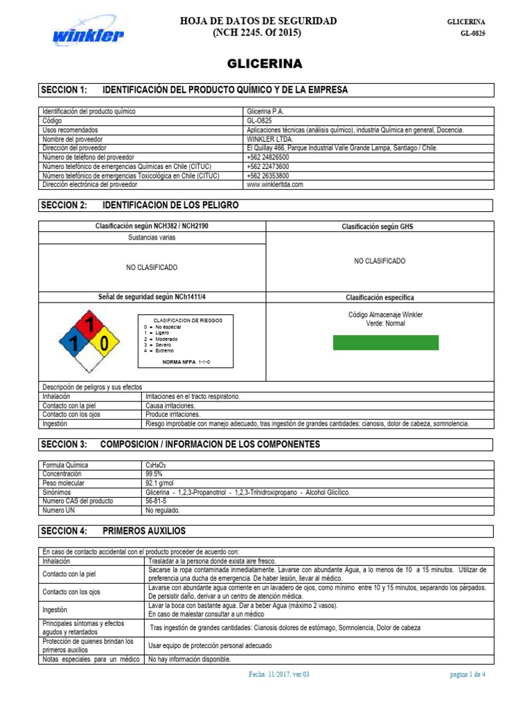 Glicerina-P A | PDF | Agua | Residuos