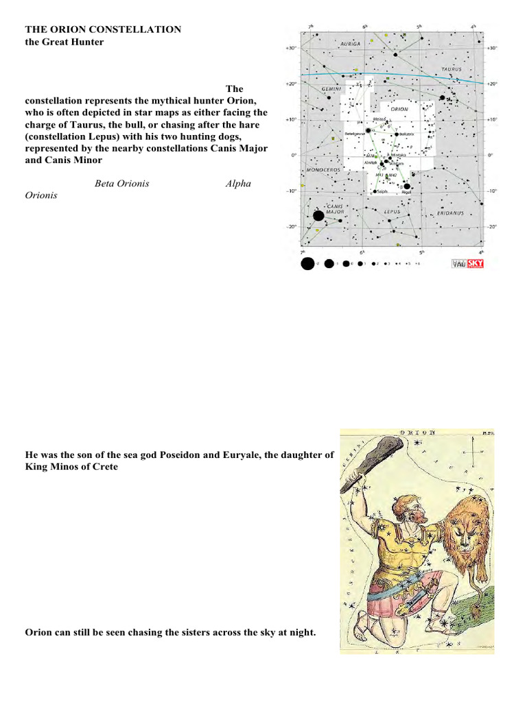 Orion Constellation Pdf Stars Nebula