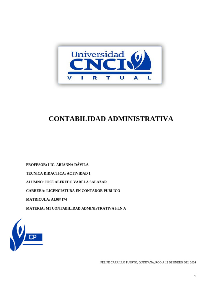 AL084174 M1 Contabilidad Administrativa FLN A Actividad 1 | PDF | Regresión lineal | Análisis de ...