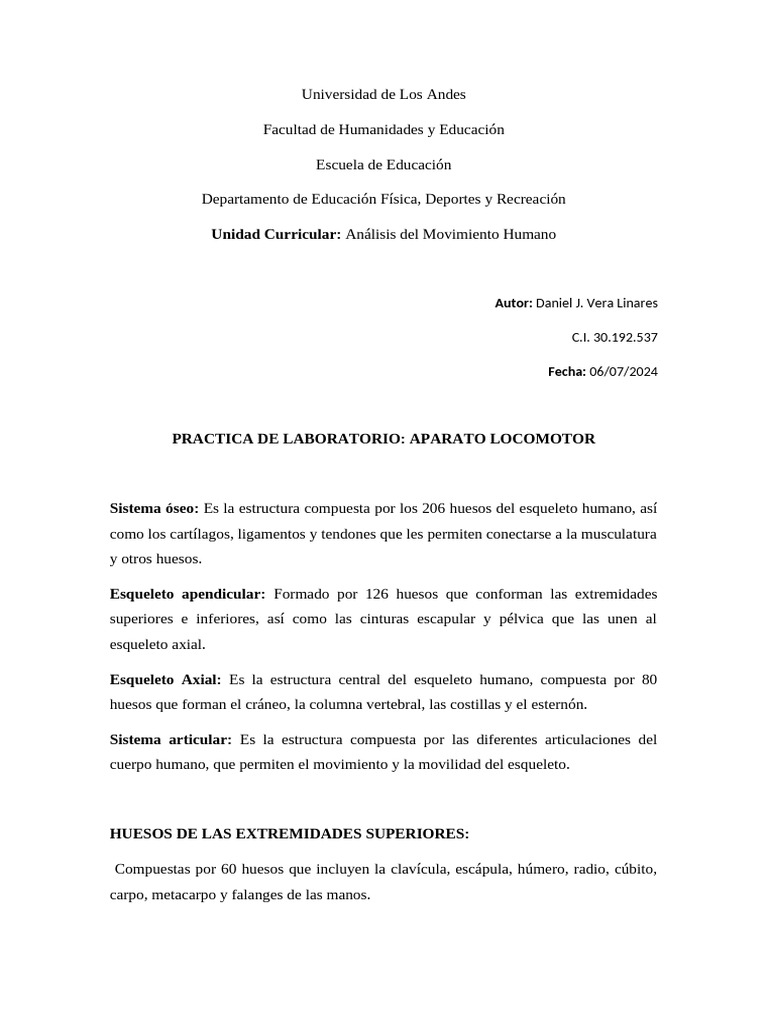 GUIA ANATOMICA ANALISIS DANIEL VERA | PDF | Vértebra | Mano