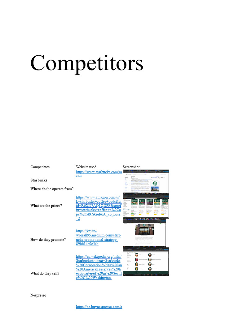 Coffee Competitors Analysis | PDF | Drink | Coffee