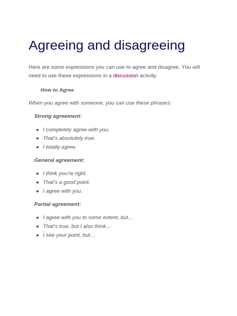 Agreeing and Disagreeing | PDF