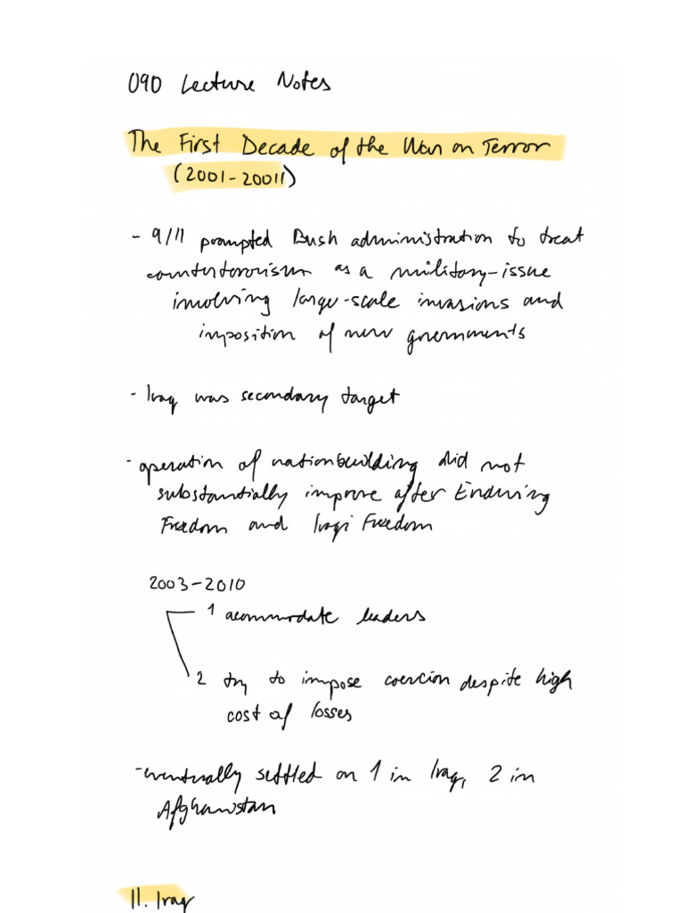 The First Decade of the War on Terror (2001-2011) Notes | PDF