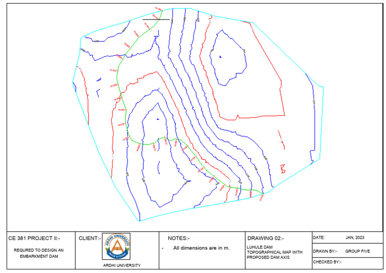 Dam Cross Section-02 Dam Axis | PDF