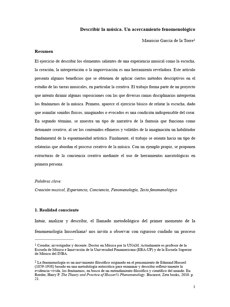 Describir_la_musica_Un_acercamiento_feno | PDF | Experiencia | Pensamiento