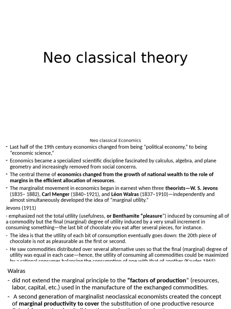 6. Neoclassical Theories | PDF | Economics | Neoclassical Economics