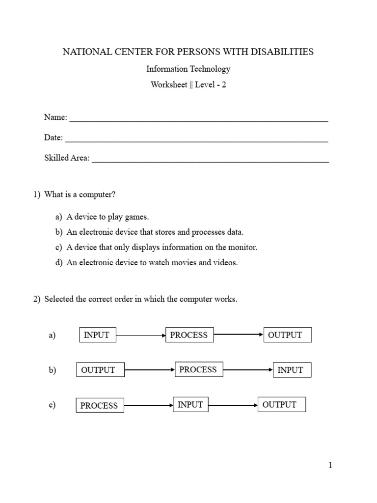Worksheet 2 - Level 2 | PDF