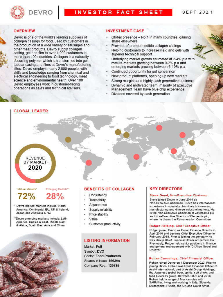 Devro Factsheet Sept2021 1 | PDF | Expense | Economies