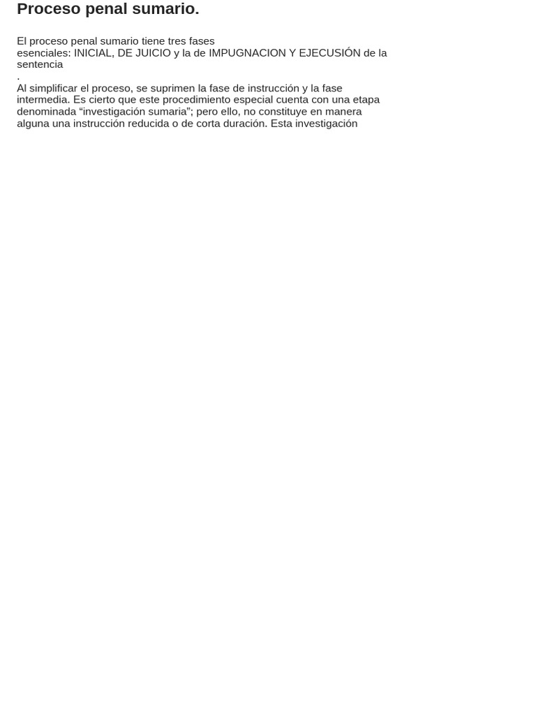 Proceso Penal Sumario | PDF | Procedimiento legal | Judicaturas