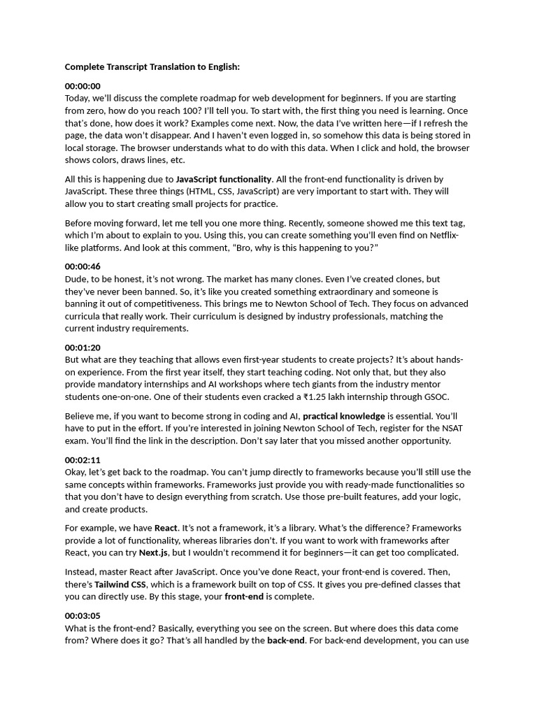 Complete Transcript Translation to English | PDF | Databases | Computing