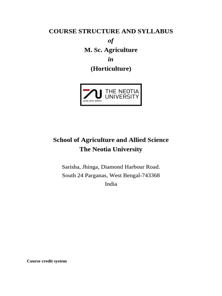 M.sc. (Ag) Horticulture New Syllabus | PDF | Grafting | Postharvest