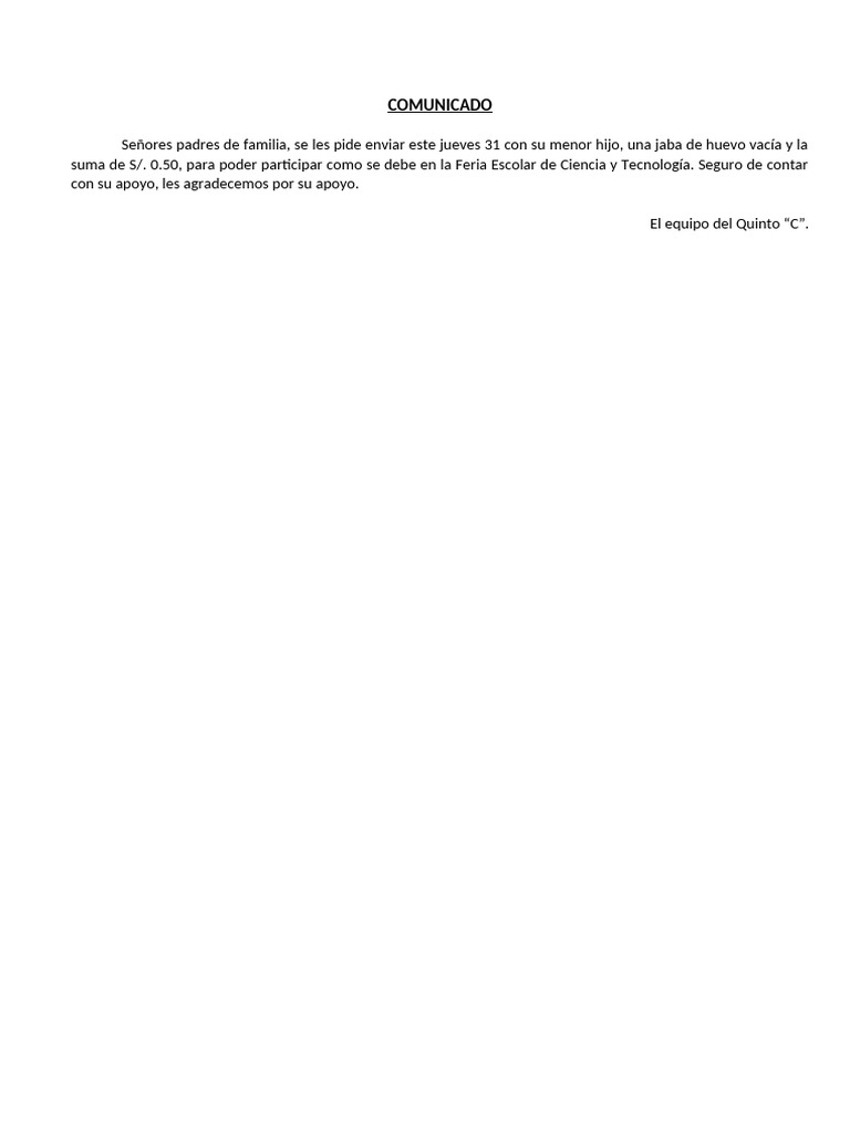 Comunicado Fencyt 2023 | PDF