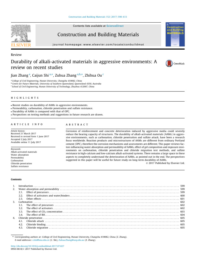 Zhang Et Al 2017 Durability of Alkali Activated Materials in Aggressive ...