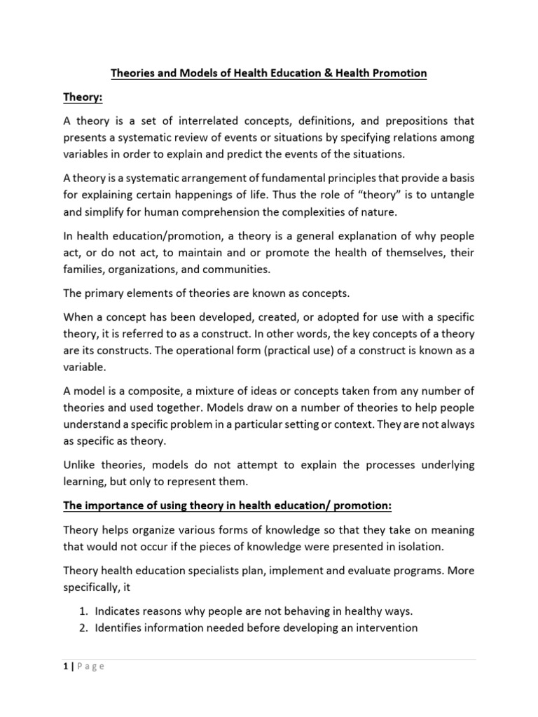 Theories & Models_HP & HE | PDF | Behavior | Psychological Concepts