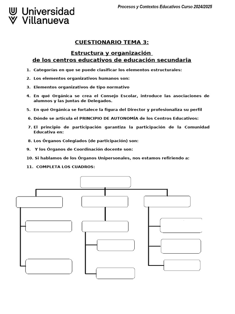 CUESTIONARIO PROCESOS Y CONTEXTOS_TEMA 3 | PDF | Plan de estudios