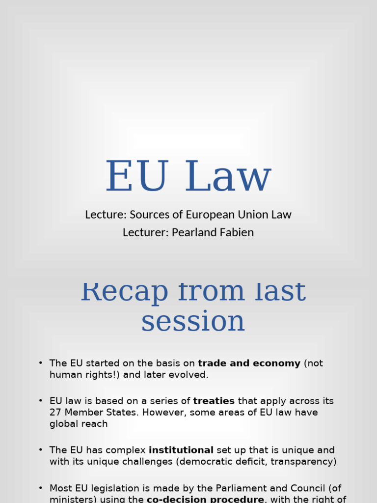 EU_Law_Lecture_2 (2) | PDF | European Union Law | Constitutional Amendment