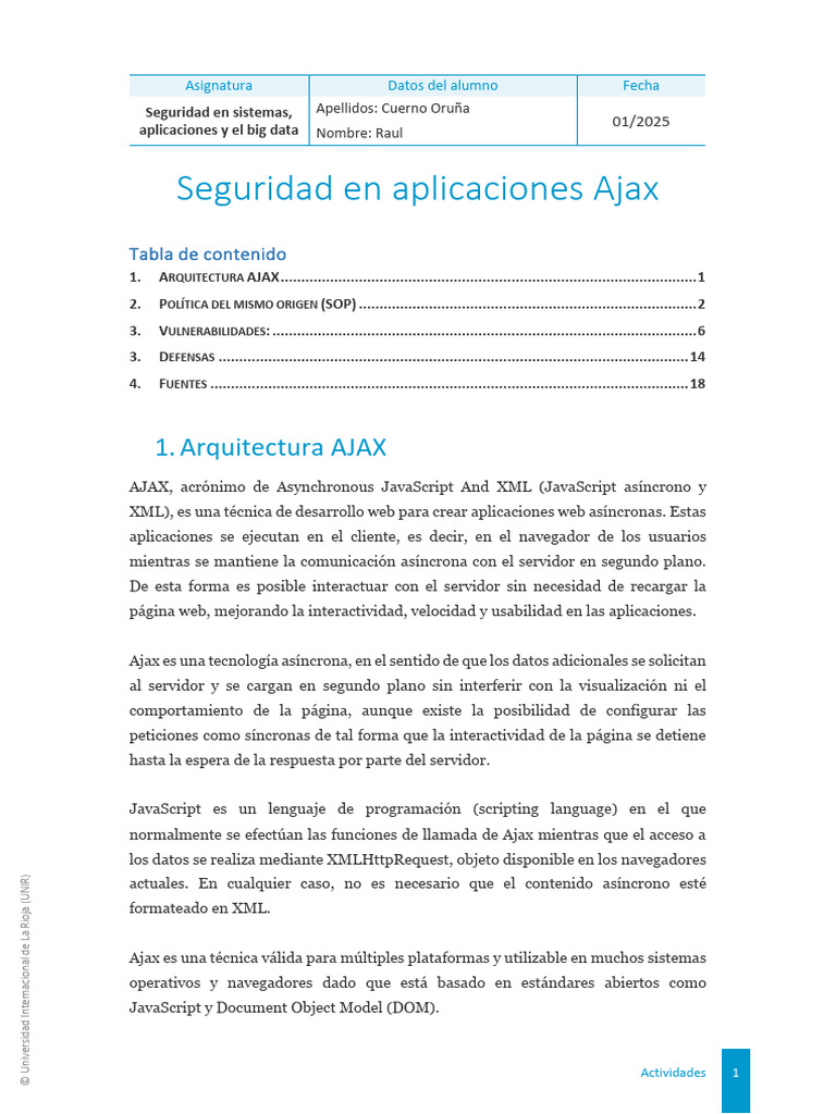 Seguridad AJAX y Política SOP | PDF | Ajax (Programación) | Informática