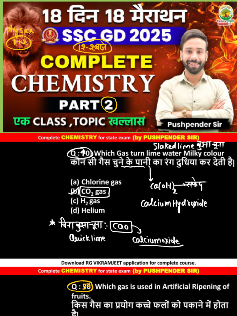 SSC GD Chemistry One Shot (Part2) by Pushpendra Sir | PDF
