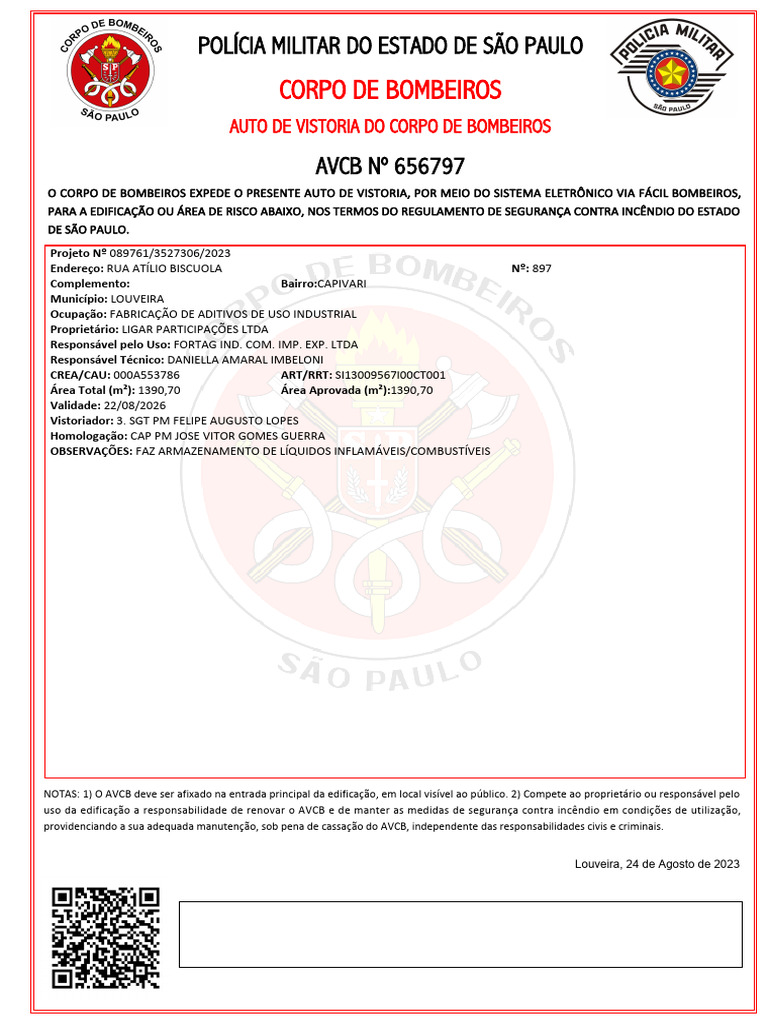AVCB - Fortag Vencimento 22.08.2026 | PDF