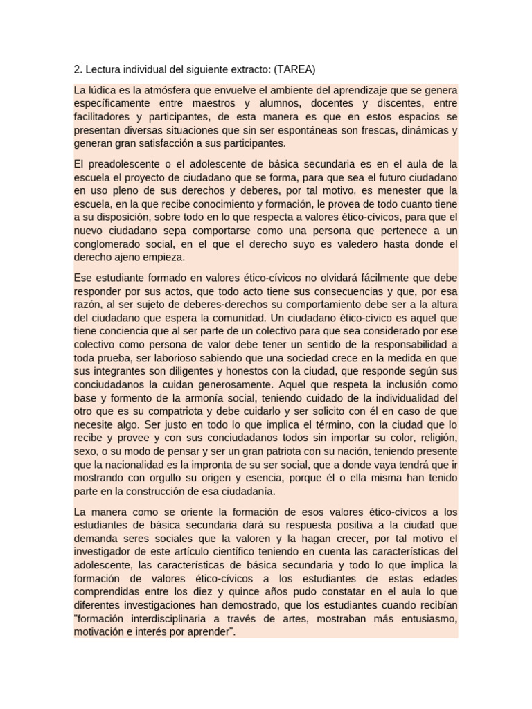 ACTIVIDAD INDIVIDUAL,CTE 4 SESION | PDF | Aprendizaje | Ciudadanía