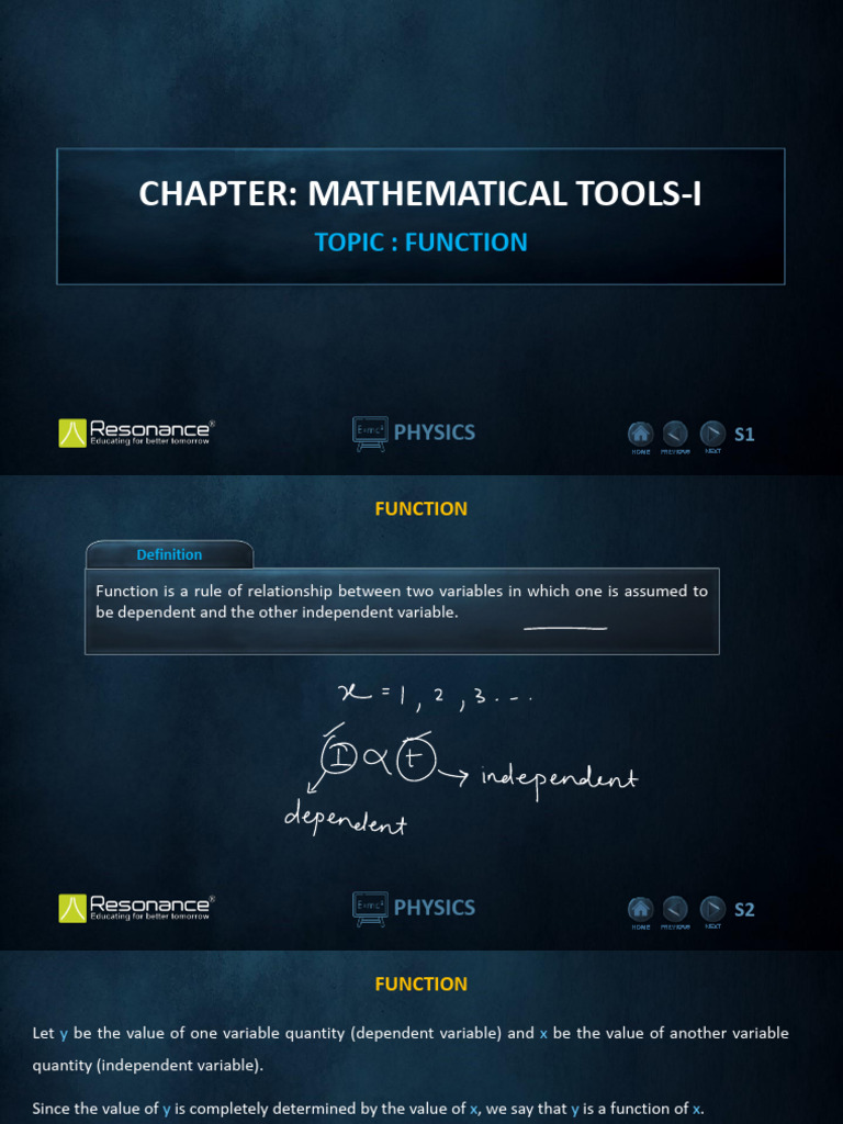 PHY11 CH01 T01+Function NL | PDF | Function (Mathematics) | Variable (Mathematics)
